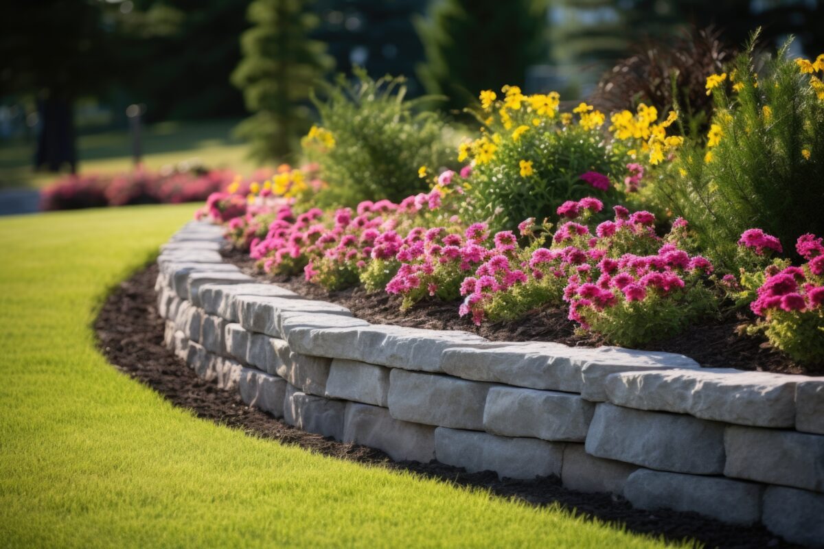 Stone Flower Bed, Patio, and Walkway Design - R&O Landscape Services ...